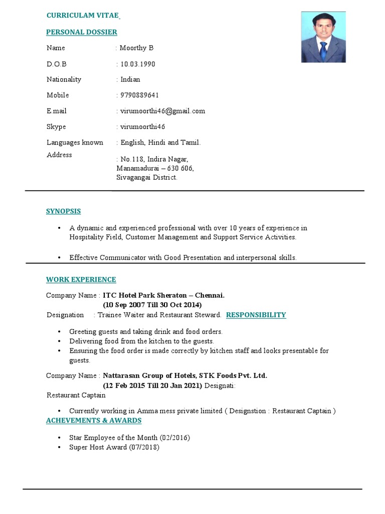 CV Updated Moorthy Edited | PDF