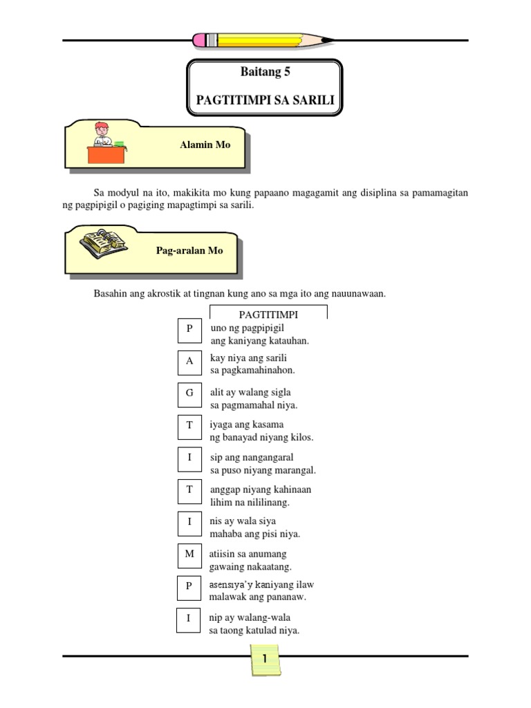 Pagtitimpi Sa Sarili | PDF