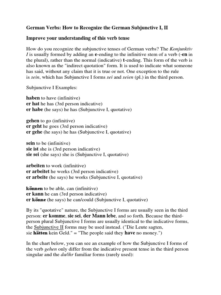 German Subjunctive I, II | PDF | Language Mechanics | Linguistics