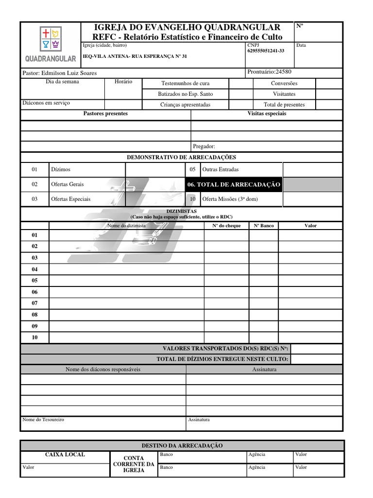 Document - Onl Web Viewigreja Do Evangelho Quadrangular Refc Relatorio ...