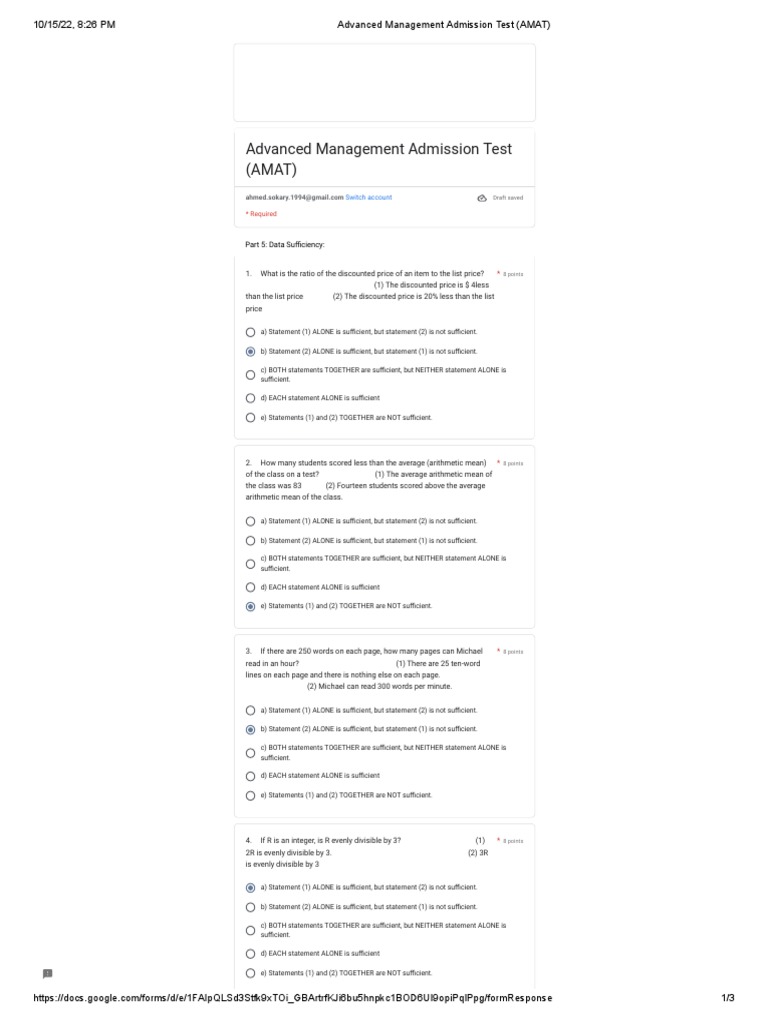 Advanced Management Admission Test Guide | PDF | Mean | Mathematics