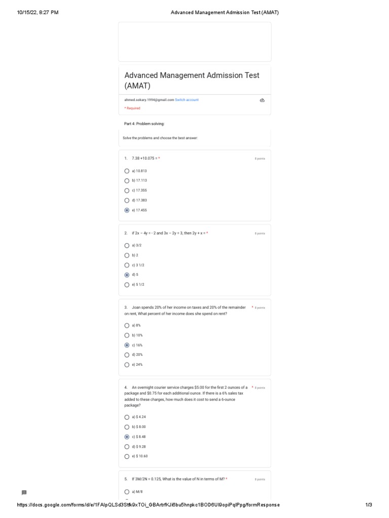 Advanced Management Admission Test (AMAT) 2 | PDF | Economies | Taxes