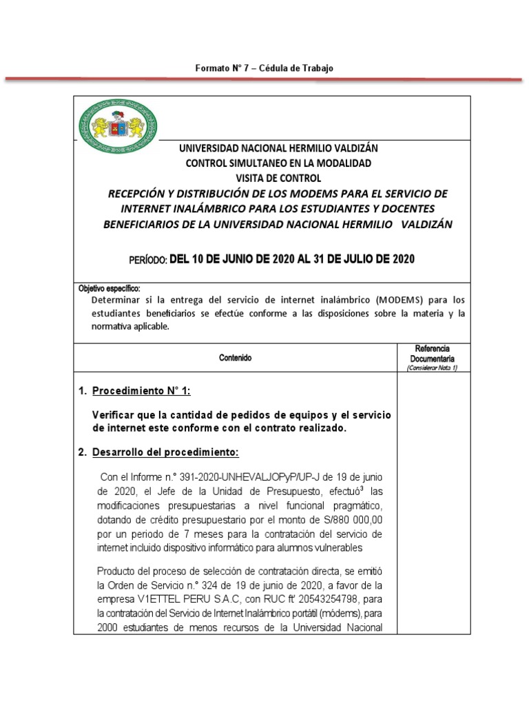 Formato 7 - Cedula de Trabajo | PDF | Internet