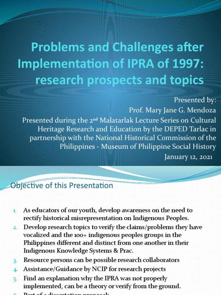 Problems and Challenges After Implementation of IPRA of 1 1 | PDF ...
