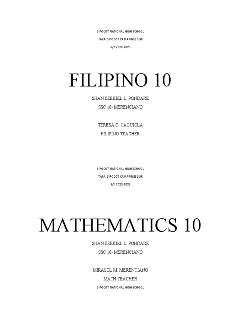 SIPOCOT NATIONAL HIGH SCHOOL Overview | PDF