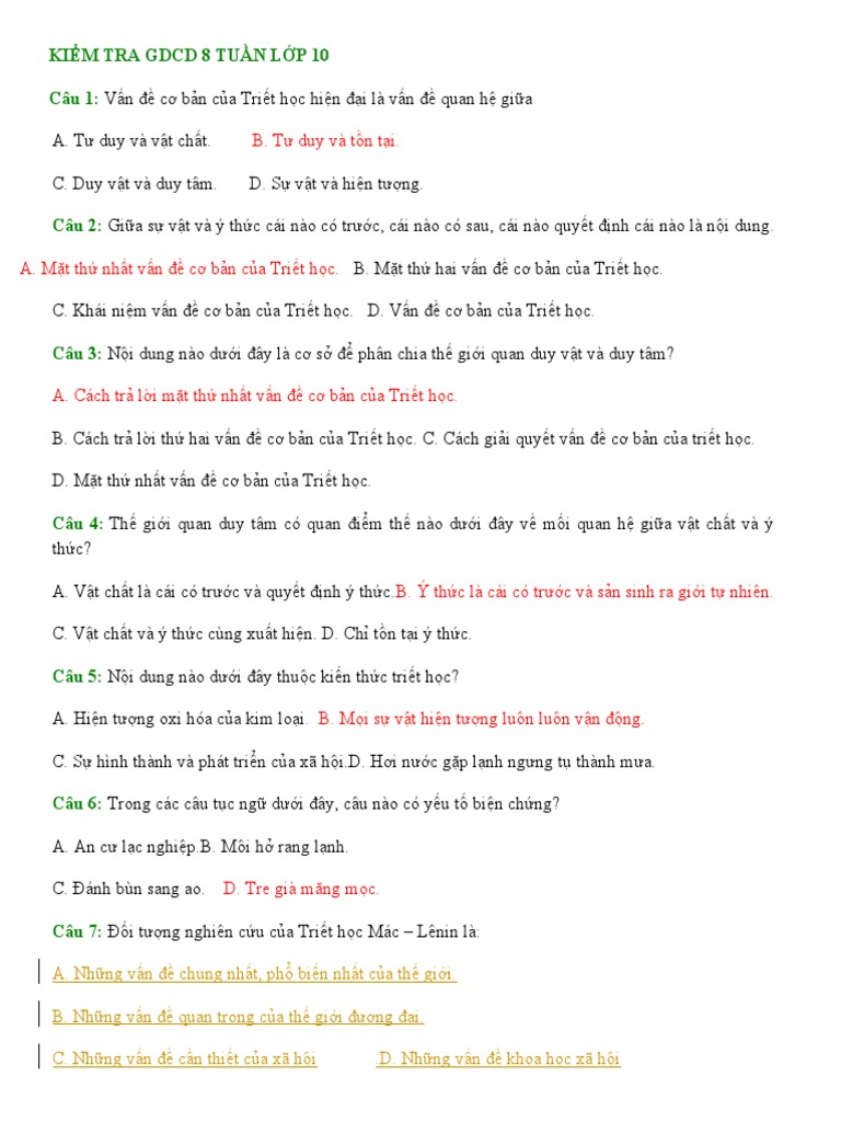 Giao Duc Cong Dan 10 Kiem Tra 1 Tiet | PDF