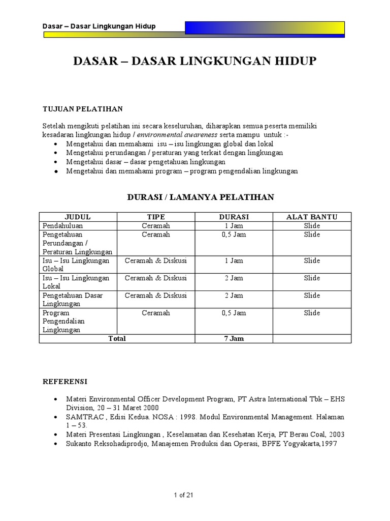 Modul Basic Environment Course | PDF