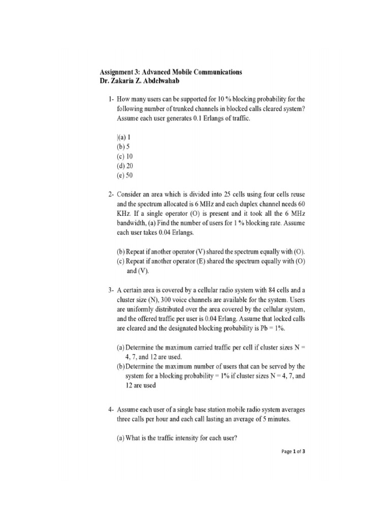 Dr. Zakaria-Assignment 3-Mobile Comn. | PDF