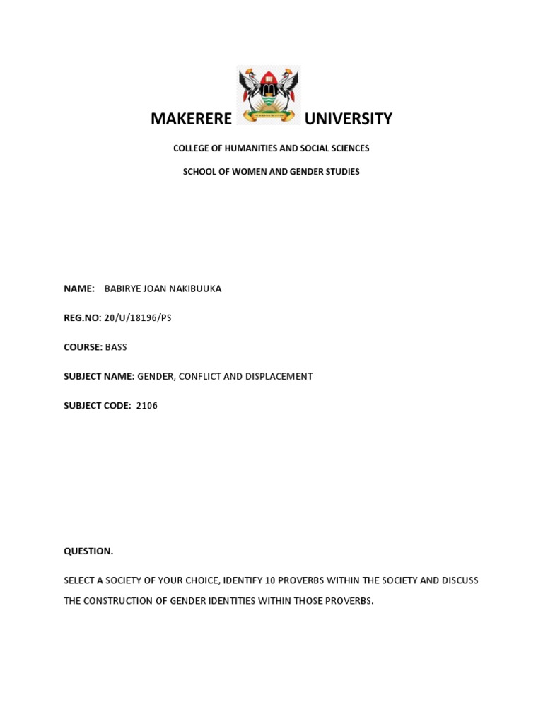 Proverbs | PDF | Gender | Gender Studies