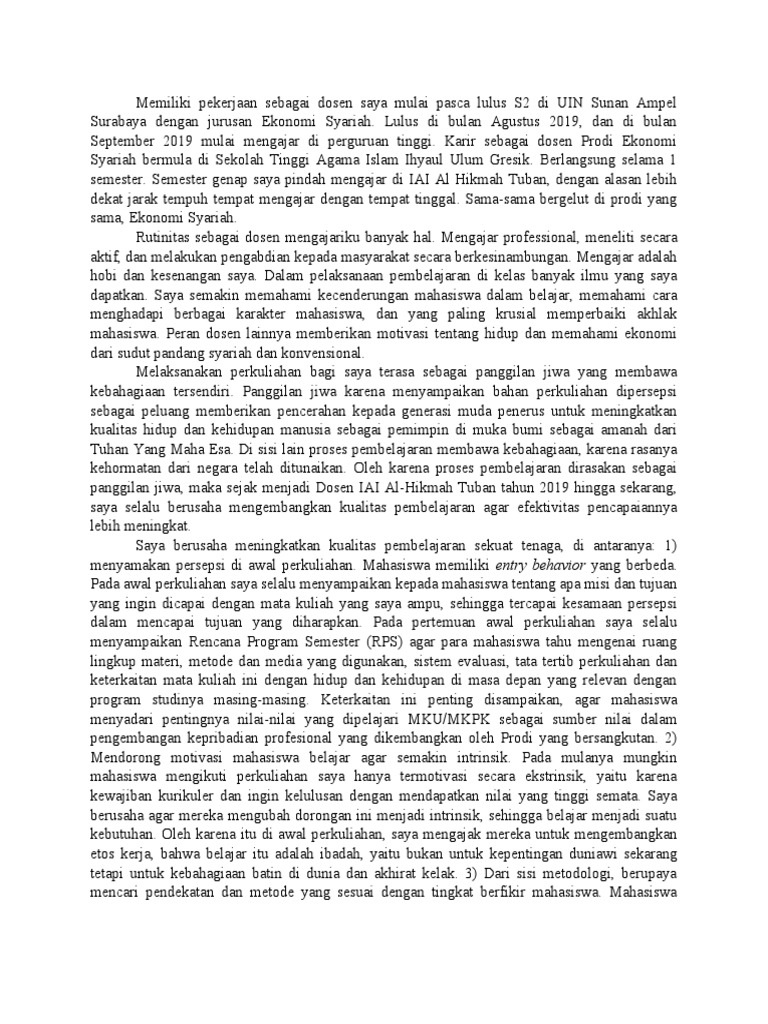 Narasi Profil Diri 1 | PDF | Karier & Perkembangan