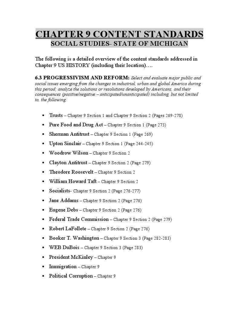 Chapter 9 Content Standards | PDF