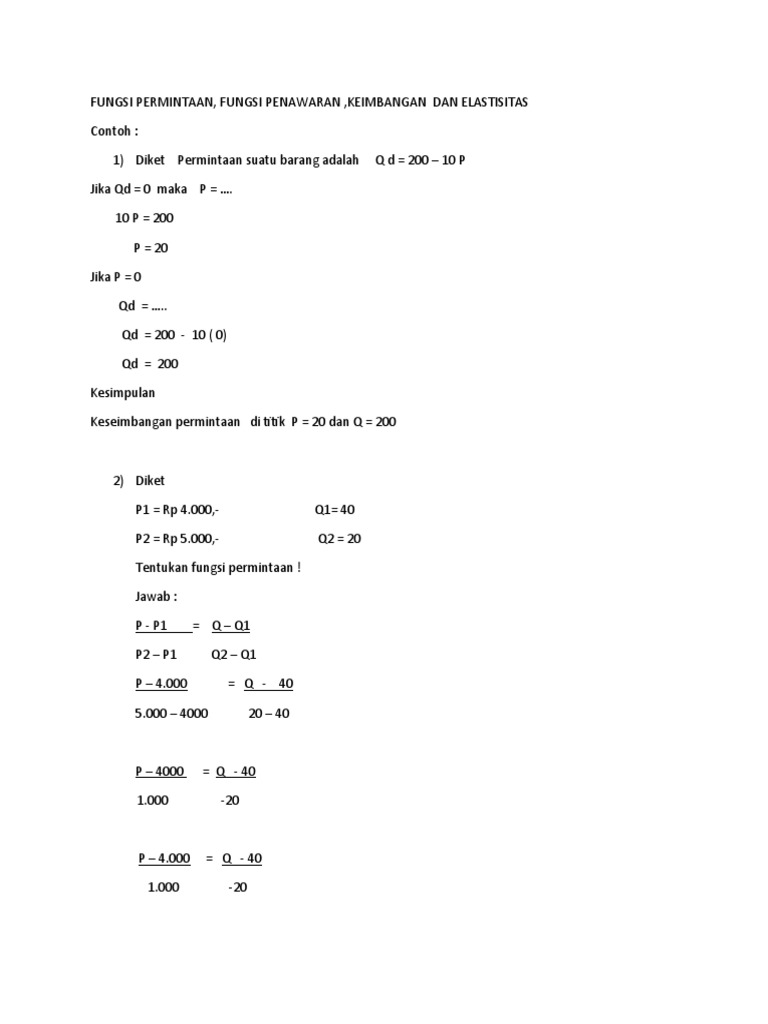 Fungsi Permintaan, Penawaran Dan Keseimbangan | PDF | Metode & Bahan Ajar