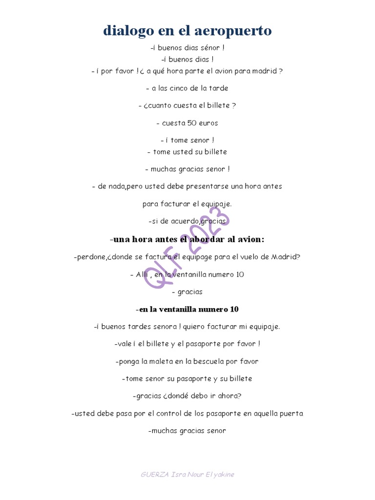 Diálogo en el Aeropuerto: Vuelo a Madrid | PDF