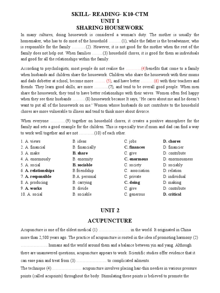 Gapfill Skill Reading U15 | PDF | Acupuncture | Volunteering