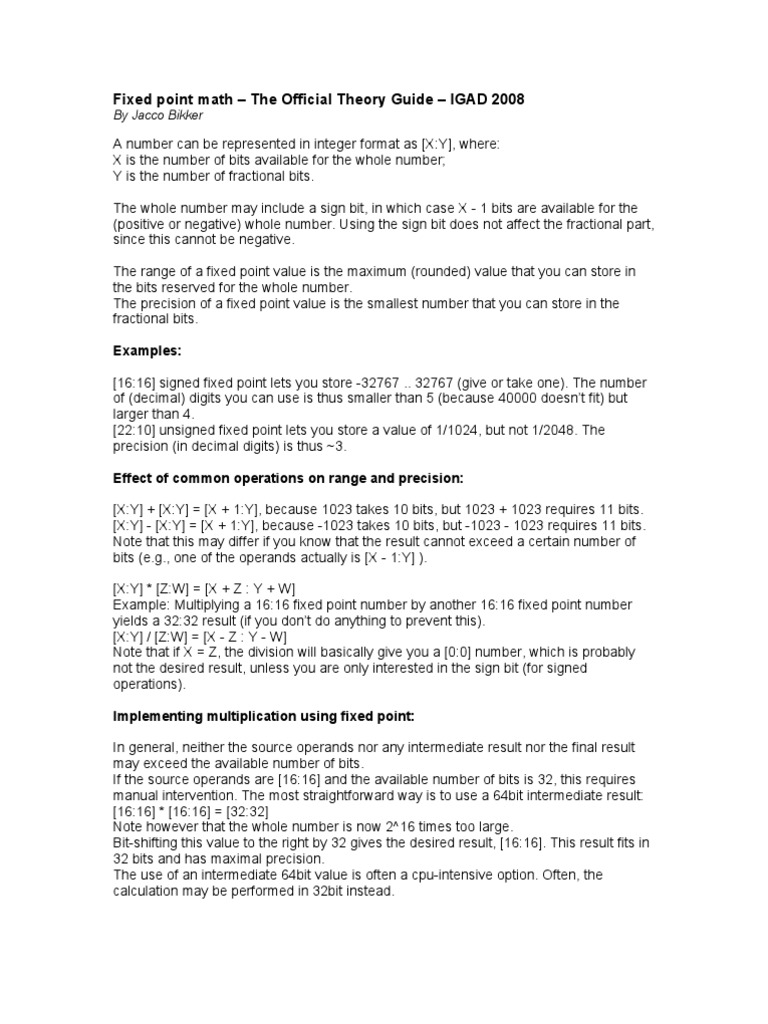 Fixed Point | PDF | Rounding | Integer
