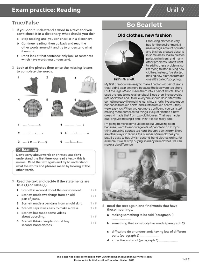A2 U9 Exam Practice Reading | PDF