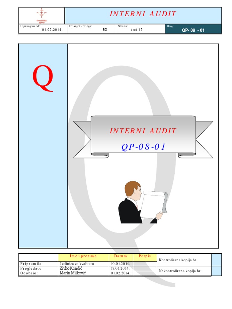QP 08 01 Procedura Za Interni Audit | PDF
