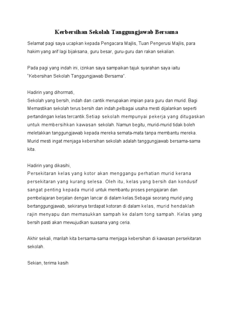 Teks Syarahan BM Tahun 6 | PDF