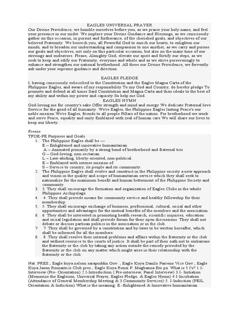 Eagles Universal Prayer | PDF | Social Science