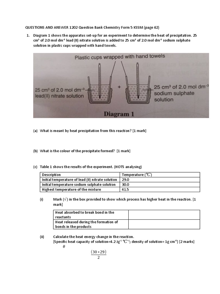 Question Bank Chemistry Form 5 KSSM | PDF | Precipitation (Chemistry ...