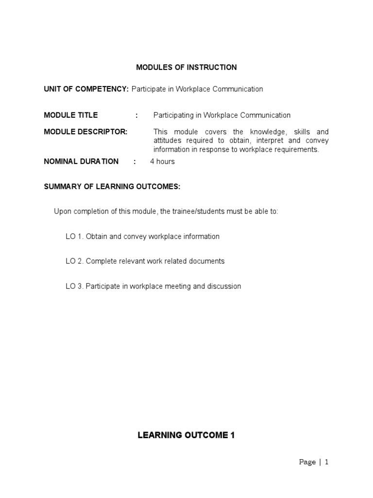 Participate in Workplace Comm | PDF | Adverb | Communication