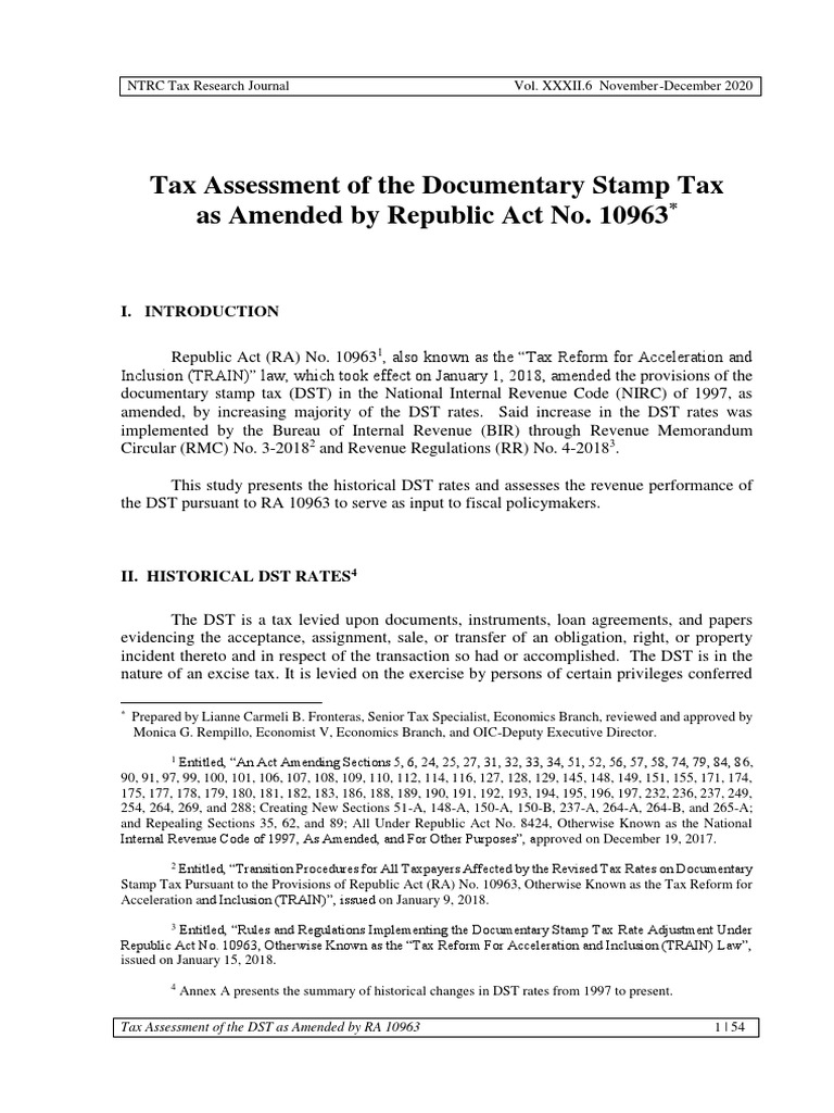 Tax Assessment On DST As Amended by TRAIN Law | PDF | Taxes | Insurance