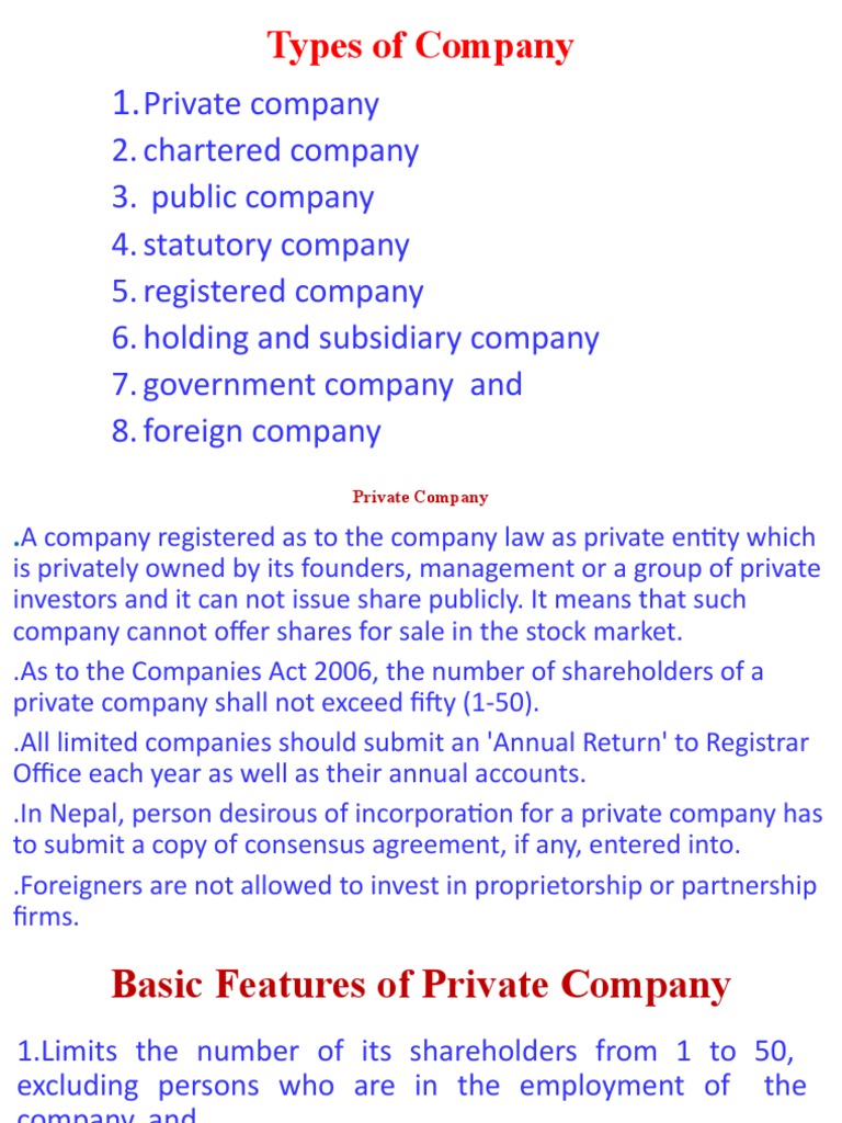 20.types of Company | PDF | Nonprofit Organization | Public Company