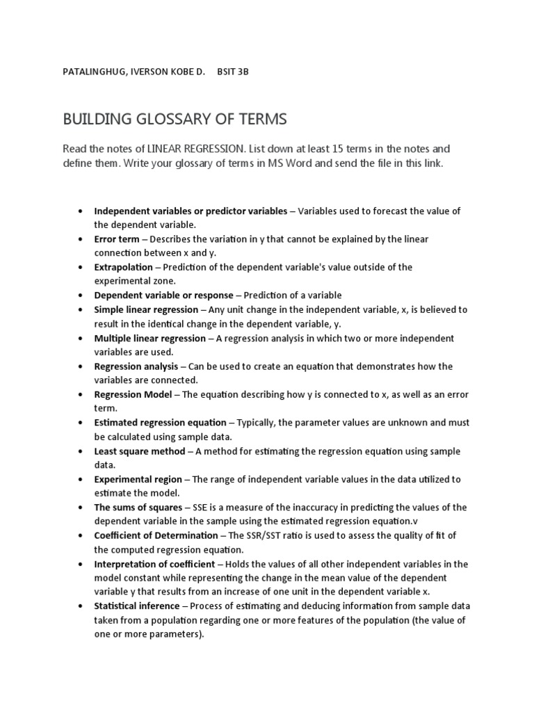 Building Glossary of Terms | PDF