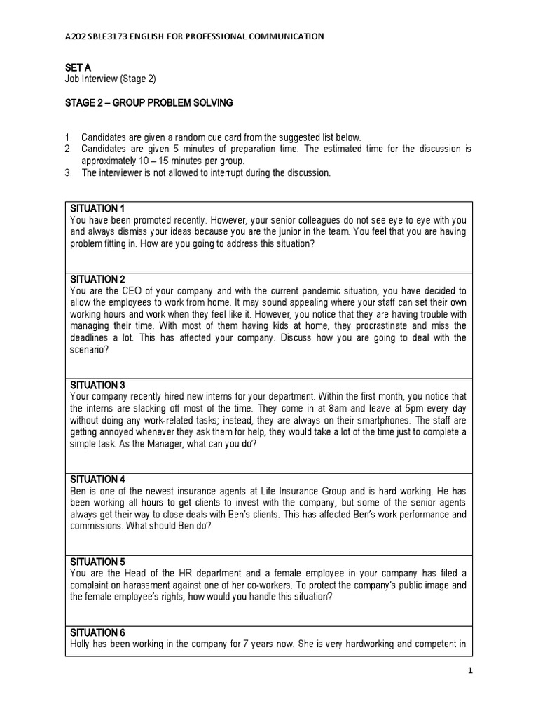 A202 Job Interview Stage Two | PDF | Job Interview | Employment