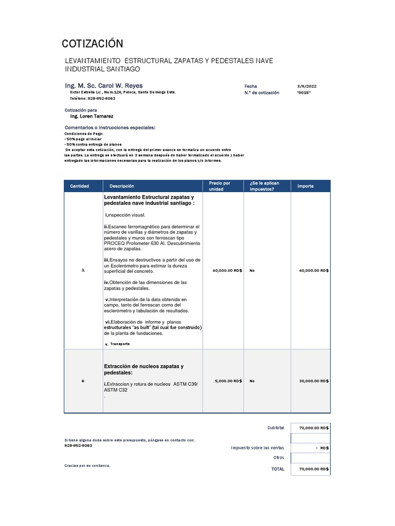 Cotizacion Levantamiento Nave | PDF