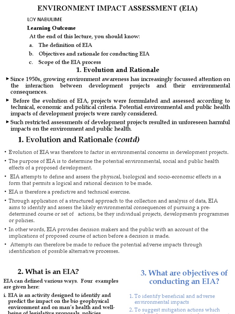 Environment Impact Assessment Eia Pdf Environmental Impact
