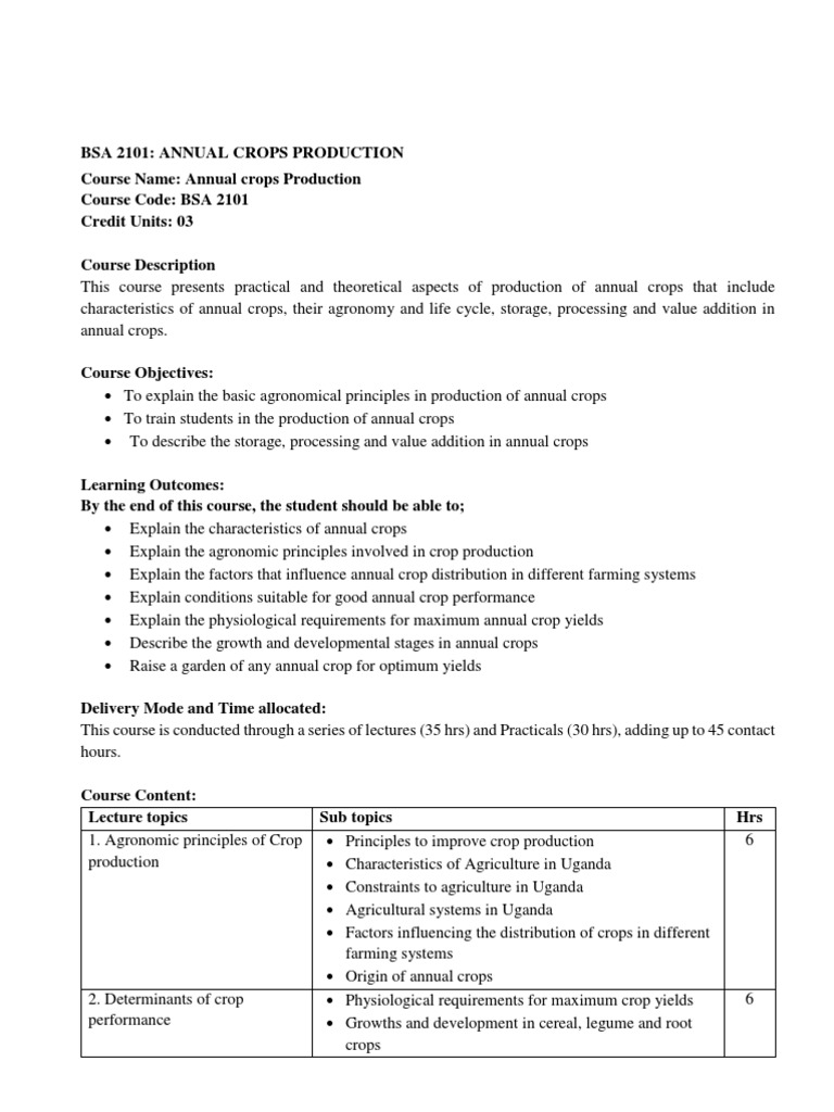 BSA 2101 Annual Crops Production | PDF | Crop Rotation | Agriculture