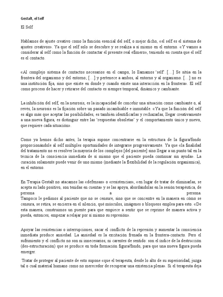 Gestalt SELF | PDF | Terapia Gestalt | Neurosis