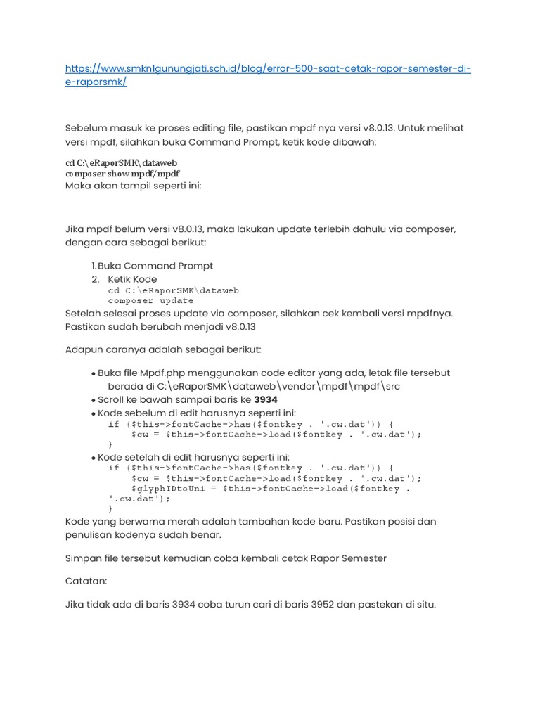Mengatasi Error 500 Saat Cetak Rapor-1 | PDF