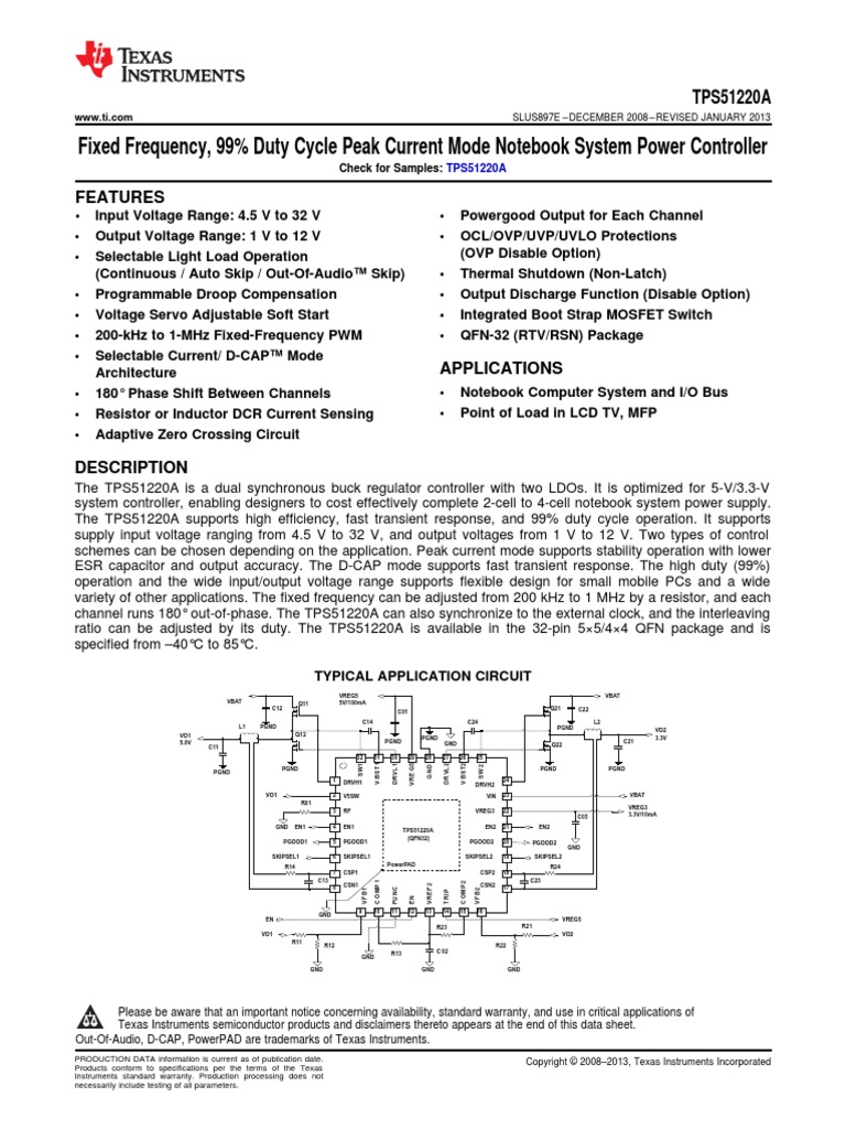 Tps 51220 A | PDF | Physical Quantities | Electrical Components