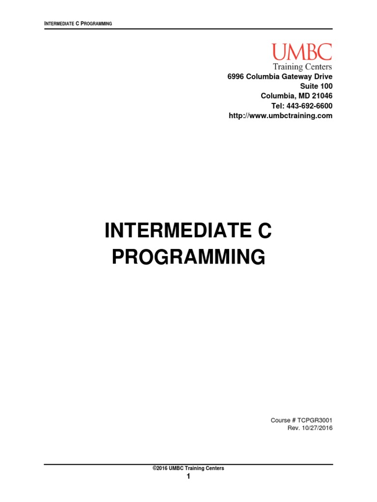 IntermediateC Course | PDF | Pointer (Computer Programming) | Subroutine