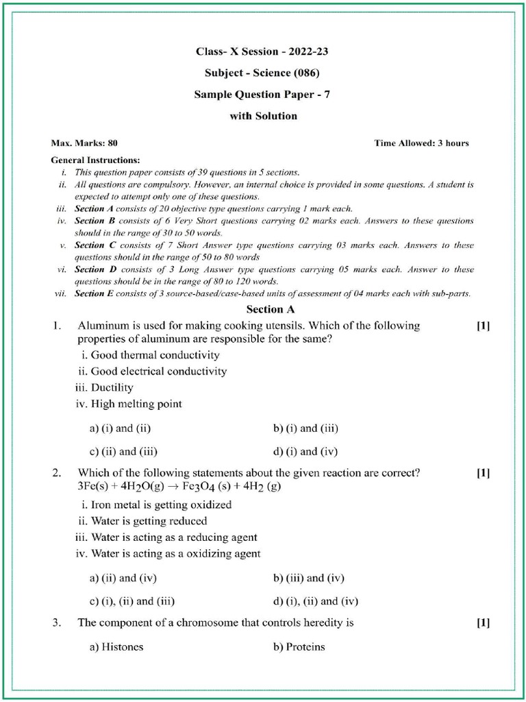 7 Science Sample Paper - 7 - 1 | PDF