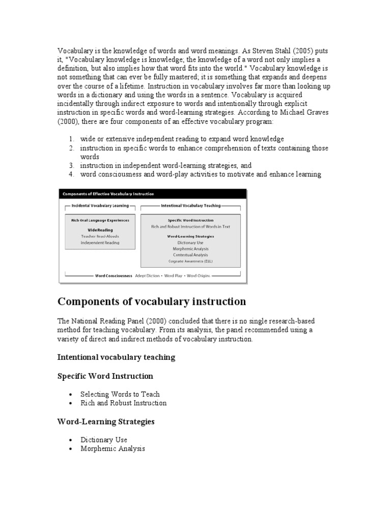 Vocabulary Is The Knowledge of Words and Word Meanings | PDF ...