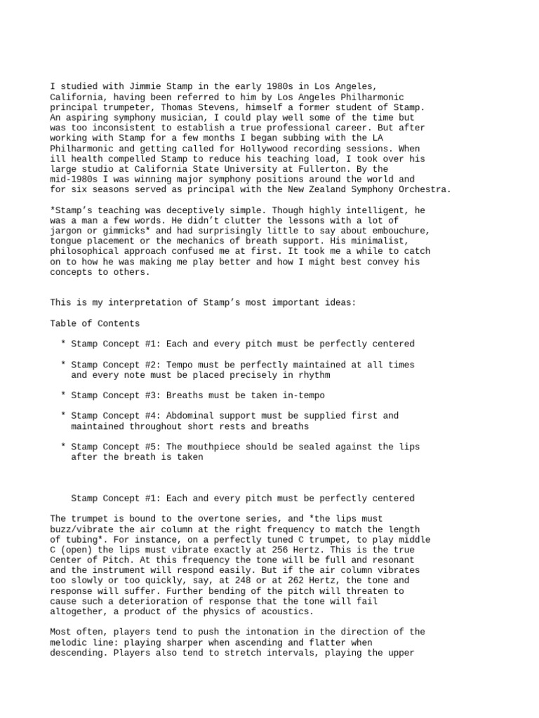 Stamp Method Friedman Stanley | PDF | Trumpet | Breathing