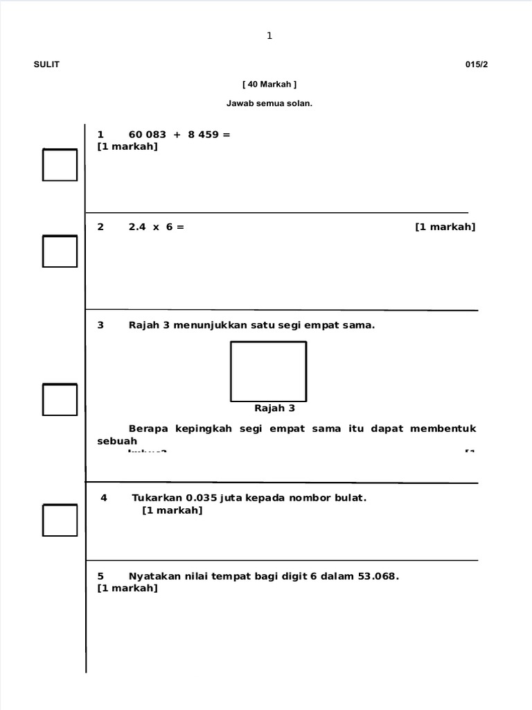 Dokumen - Tips - Soalan Akhir Tahun Matematik Tahun 6 | PDF