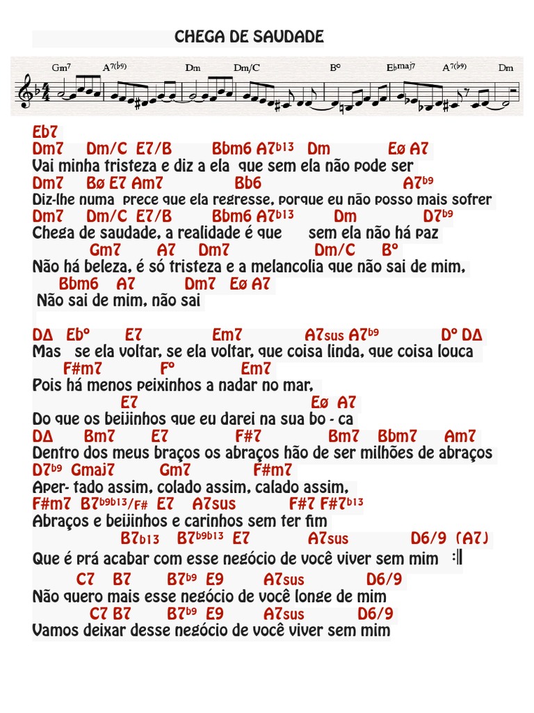 Chega de Saudade - Lyrics and Chords | PDF