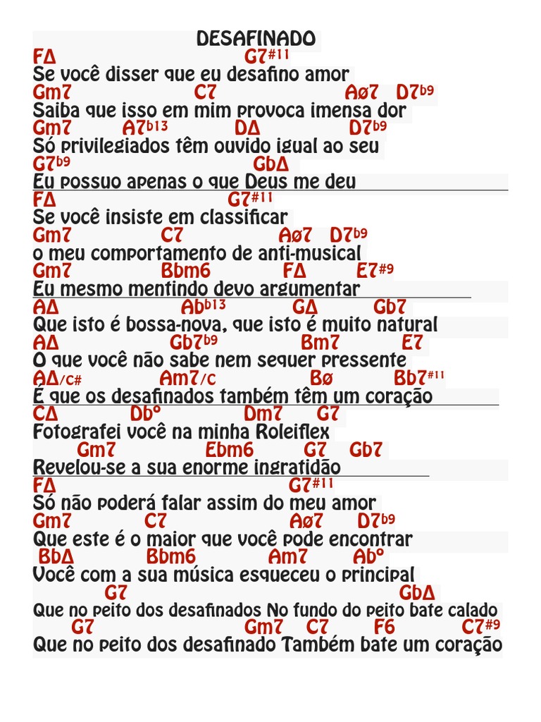 Desafinado - Lyrics and Chords | PDF