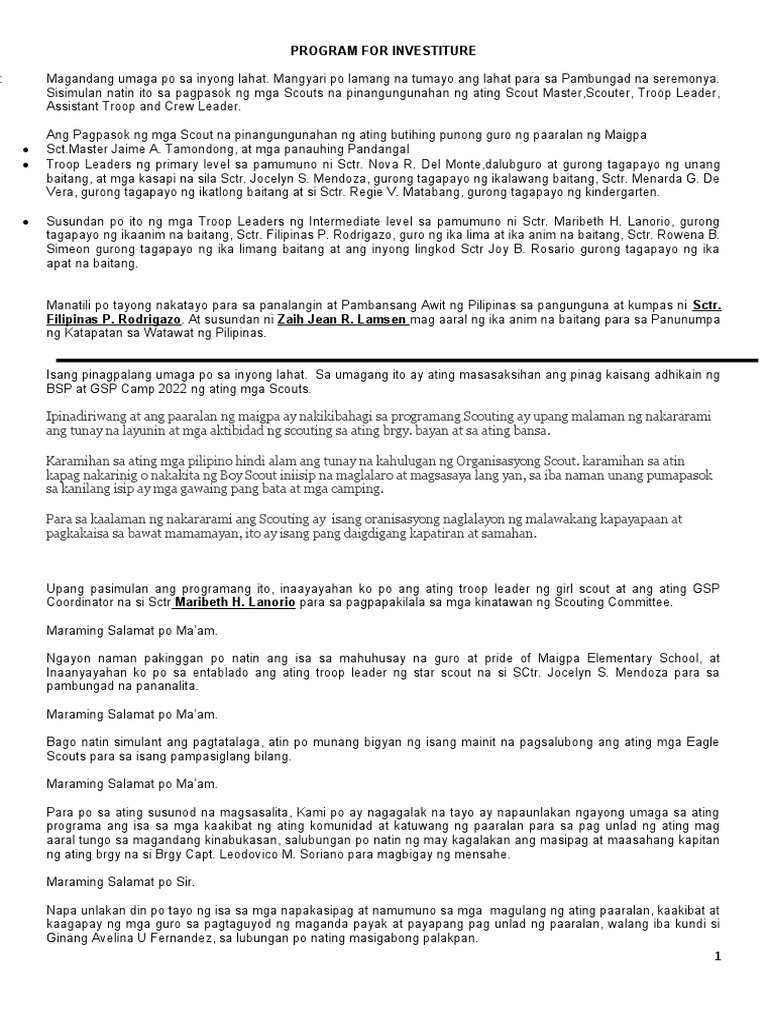 Script For Prog Scouting | PDF