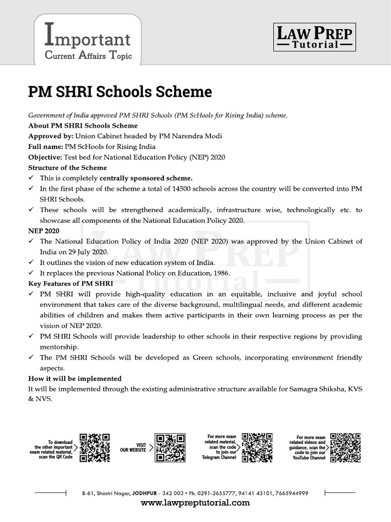 PM SHRI Schools Scheme | PDF