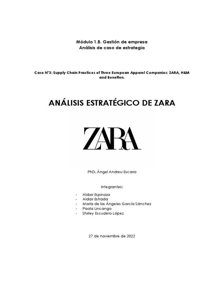 Grupo C - El Análisis Estratégico de Zara Final | PDF | Marketing ...