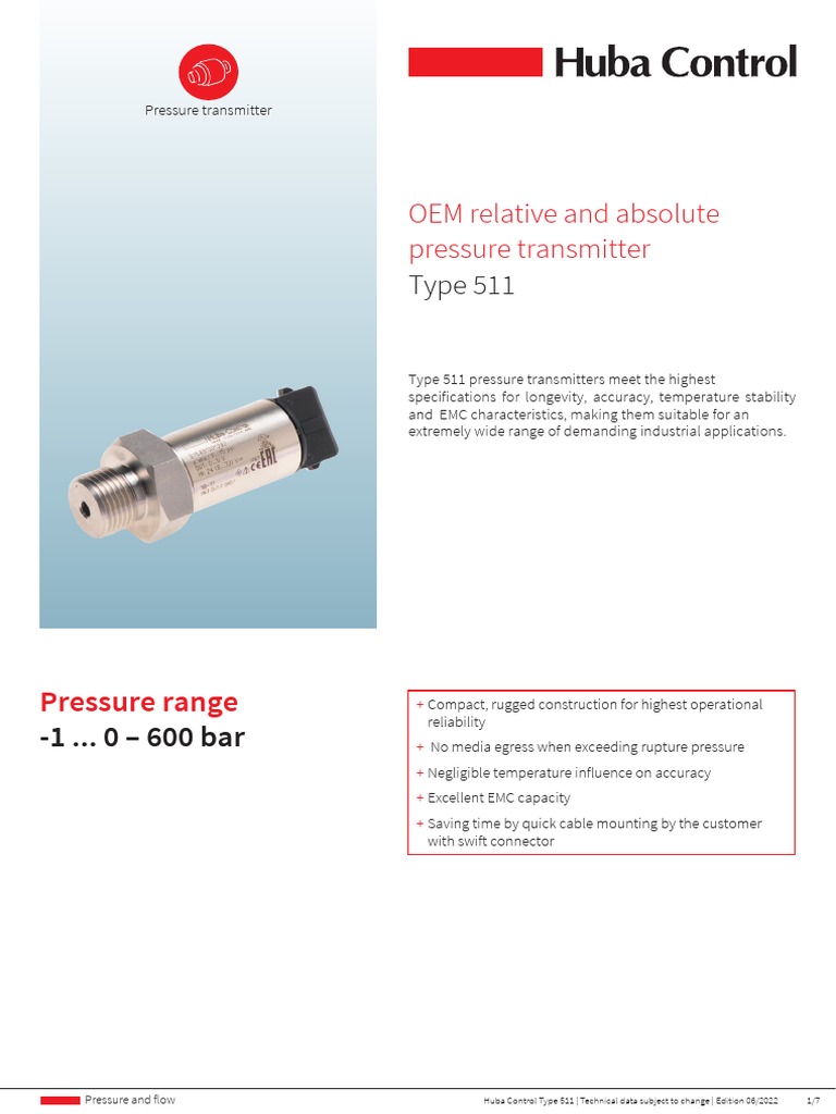 511 Pressure Sensor 083059 | PDF | Electrical Connector | Pressure ...