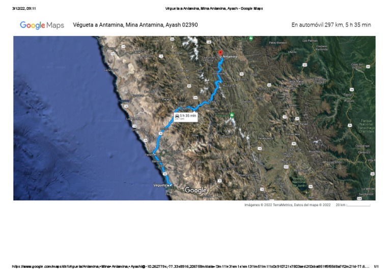 Végueta A Antamina, Mina Antamina, Ayash - Google Maps | PDF