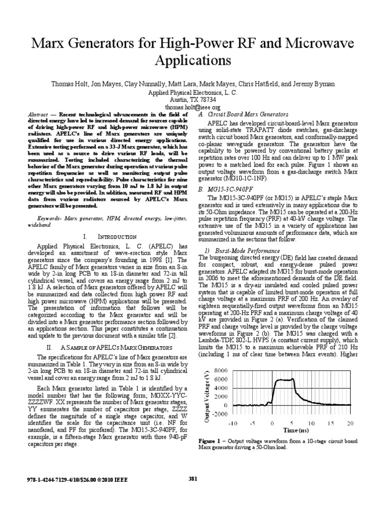 Marx Generators For High-Power RF and Microwave Applications | PDF ...