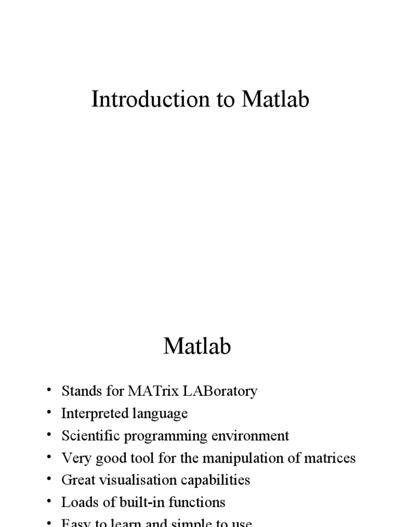 Introduction To Matlab-1 | PDF | Matrix (Mathematics) | Matlab