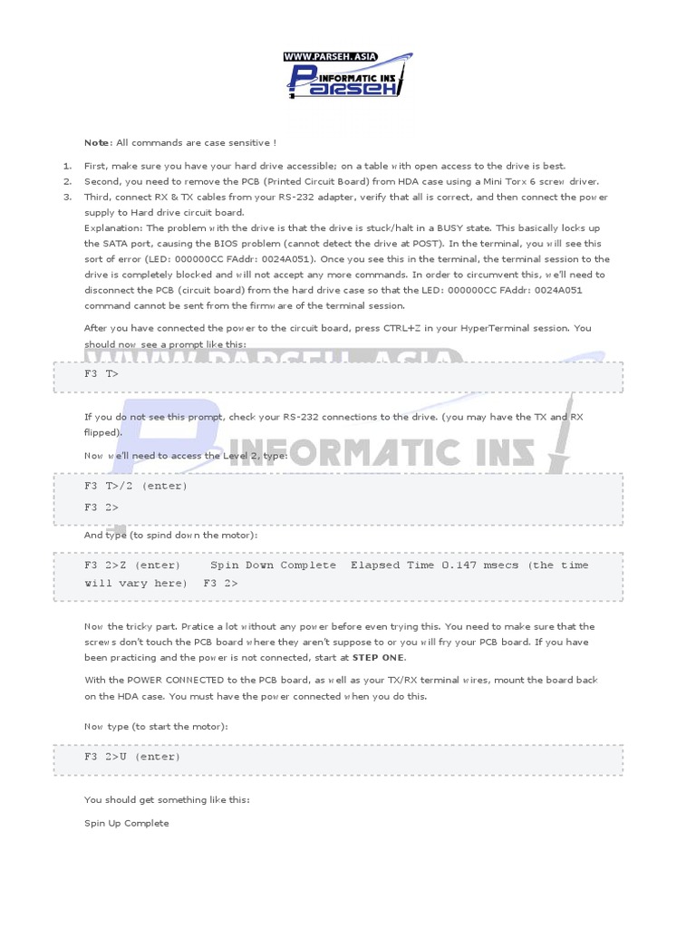 HDD ATA Command Terminal | PDF | Hard Disk Drive | Printed Circuit Board